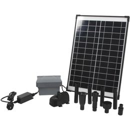 Ubbink Springbrunnenpumpe &raquo;SolarMax 1000 Accu inkl. PowerControl&laquo; Hybrid-Funktion schwarz Mit 2 Spr&uuml;hd&uuml;sen