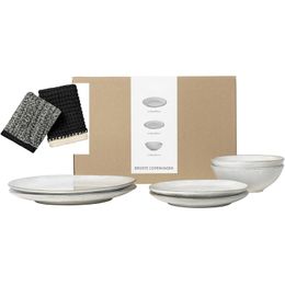 Broste Copenhagen Geschirr-Set &raquo;Nordic Sand, inklusive Sp&uuml;ltuch Set aus 100% Baumwolle&laquo; Beliebte Geschirr Sets Exclusiv mit Geschenk beige Keramik