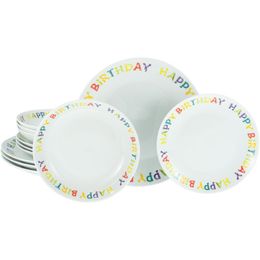 Creatable Teller-Set &raquo;Happy Birthday, Tellerset 12-tlg.&laquo; Fr&ouml;hliches buntes Geschirr, F&uuml;r alle Geburtstagsfeierlichkeiten bunt Porzellan