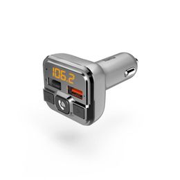 Hama Bluetooth-Adapter &raquo;Bluetooth FM-Transmitter f&uuml;r Autoradio Freisprecheinrichtung 2x USB&laquo; grau Angeschlossene Ger&auml;te erkennt das USB-Ladeger&auml;t 