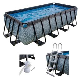 EXIT Framepool BxLxH: 200x400x100 cm, mit Filterpumpe und Sicherheitsleiter grau