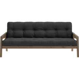 Karup Design Schlafsofa Mit Holzstruktur, inkl. Futonmatratze, Liegefl&auml;che 130x190 cm grau 80% Baumwolle + 20% polyester