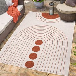Carpet City Outdoorteppich &raquo;DUO RUG 5739&laquo; rechteckig 5 mm H&ouml;he Wendeteppich Wetterfest In- & Outdoor, Balkon, Terrasse, Wohnzimmer rot Obermaterial: 100% 
