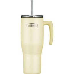 Thermos Thermobecher &raquo;REFRESHING SERIES ISOLIERTRINKBECHER mit Strohhalm&laquo; 1,10l, 6h hei&szlig; & 6h kalt, mit Griff Edelstahl, Kunststoff, Silikon, Titan