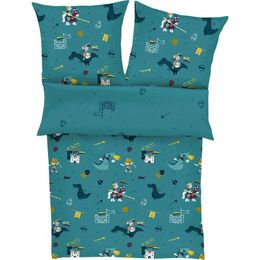 s.Oliver Junior Kinderbettw&auml;sche &raquo;Ritter und Drache&laquo; mit Rittermotiven, 100% Baumwolle blau Satin, Obermaterial: 100% Baumwolle