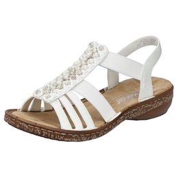 Rieker Damen Sandale , Sommerschuh, Sandalette, Keilabsatz, mit Gummiz&uuml;ge wei&szlig; 36