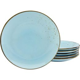 Creatable Speiseteller &raquo;Essteller NATURE COLLECTION&laquo; Teller Set f&uuml;r 6 Personen, &Oslash; 27 cm, Steinzeug, flache Teller blau Steinzeug