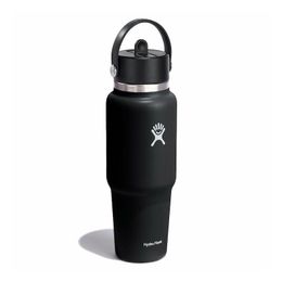Hydro Flask Isolierflasche &raquo;32 oz Travel Wide Flex Straw Cap&laquo; Color Last -Pulverbeschichtung, 946 ml schwarz Edelstahl