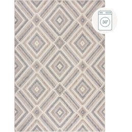 FLAIR RUGS Teppich &raquo;Beckett&laquo; rechteckig 4 mm H&ouml;he Waschbarer Geometrischer Teppich, Wohnzimmer, Schlafzimmer, Esszimmer beige Wolle