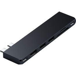 Satechi Laptop-Adapter &raquo;USB-C Pro Hub Slim Adapter&laquo; USB-C zu HDMI MicroSD-Card SD-Card USB 4.0 USB Typ A USB Typ C schwarz Aluminium Speziell konzipiert f&uuml;r 