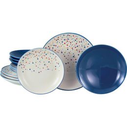 Creatable Teller-Set &raquo;Joy, Tellerset 12-tlg.&laquo; Unregelm&auml;&szlig;ige bunte Punkte, Gute Laune Geschirr, Frisch, Freundlich bunt Steinzeug