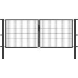 Alberts Zaundoppelt&uuml;r &raquo;Flexo&laquo; 300 cm Breite (150cm + 150cm), in versch. H&ouml;hen grau Stahl