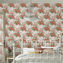 Laura Ashley Vliestapete &raquo;Country Roses&laquo; gebl&uuml;mt glatt 10mx52cm (ca. 5m2) rosa Vlies