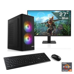 CSL PC-Komplettsystem &raquo;Spectrum V25216&laquo; 27 &prime;&prime; AMD Ryzen 5 GeForce RTX 3050 32 GB RAM 1.000 GB SSD schwarz Inkl. 27 Zoll Full-HD Monitor, Maus, 