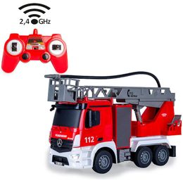 Jamara RC-LKW &raquo;Feuerwehr Drehleiter Mercedes -Benz Antos 2,4GHz&laquo; mit Spritzfunktion; LED-Licht; Ma&szlig;stab 1:26 RC-LKW