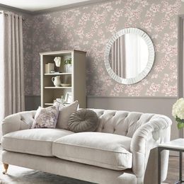 Laura Ashley Vliestapete &raquo;Pollington Roses Dove&laquo; gebl&uuml;mt glatt 10mx52cm (ca. 5m2) grau Vlies