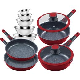 King Pfannen-Set &raquo;Moonscape&laquo; Aluminiumguss Set, je 1 Bratpfanne &Oslash; 24/24/28/28cm, H: 5/7,5/5,5/8,5cm, - 1,9/2,8/2,5/4 l, 11 Stk. tlg. Induktion, 