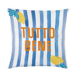 queence Dekokissen &raquo;Tutto Bene blau wei&szlig; gestreift&laquo; Beidseitig bedruckte Kissenh&uuml;lle, Kissen 40x40cm, inkl. Rei&szlig;verschluss bunt Polyester