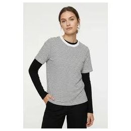 Kurzarmshirt Pieces "PCRIA SS TEE STRIPES NOOS BC", Damen, Gr. L, hellwei&szlig; stripes:narrow maritime blau, Single Jersey, Obermaterial: 100% Baumwolle, gestreift, regular fit normal, Rundhals, Shirts