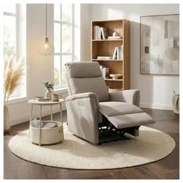 Relaxsessel Home Affaire "FINNARA, Relaxsessel, TV-Sessel, elelektrische Relaxfunktion, USB A/C", taupe, B:74cm H:103cm T:89cm, 100% POLYESTER, Sessel, Relaxsessel, Liegefunktion 105-135, Federkern