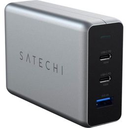 Satechi Universal-Ladeger&auml;t &raquo;100W USB-C PD COMPACT GAN&laquo; silber Kompatibel mit MacBook Pro/Air, iPad Pro/Air, Microsoft Surface Pro/Laptop 3/Surface Go, iPhone