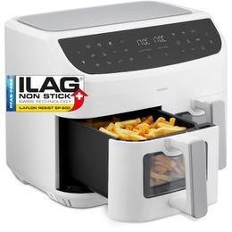 Medion Hei&szlig;luftfritteuse &raquo;MD 11760 P20XXL Twin&laquo; 2400 W Temperatur 50 - 200 &deg;C, ILAG Beschichtung, Sync-Finish wei&szlig; Hei&szlig;luftfritteuse