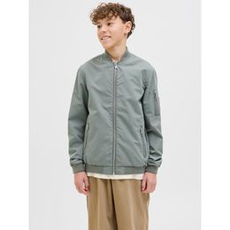 Jack & Jones Jack & Jones Junior Herren Bomberjacke &raquo;JJERUSH windabweisend und pflegeleicht&laquo; ohne Kapuze unifarben, modisch, regular fit, Web, Stehkragen gr&uuml;n 152
