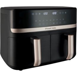 Russell Hobbs Hei&szlig;luftfritteuse &raquo;27680-56 s SatisFryTM Dual basket, 4,5L&laquo; 2800 W Airfryer&ndash;wenig oder kein &Ouml;l erforderlich, 9 Programme, 9 L schwarz 