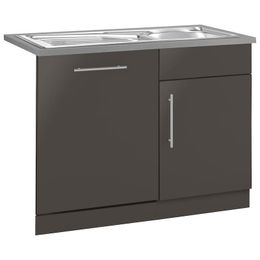 Wiho-K&uuml;chen wiho K&uuml;chen Sp&uuml;lenschrank &raquo;Cali, TOPSELLER&laquo; 110 cm breit, inkl. T&uuml;r/Sockel f&uuml;r Geschirrsp&uuml;ler grau