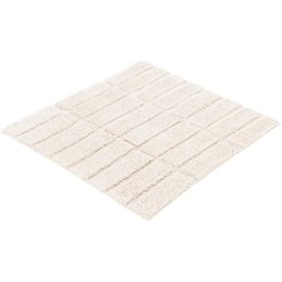 Kleine Wolke Badematte &raquo;Tiles&laquo; H&ouml;he 13 mm rutschhemmend beschichtet fu&szlig;bodenheizungsgeeignet Badteppich, Uni Farben, Hoch-Tief Effekt beige Baumwolle
