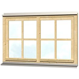 Skan Holz Fenster &raquo;Doppelfenster&laquo; f&uuml;r Carports, 132,4 x 82,1 cm beige Glas, Massivholz