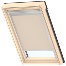 Velux Verdunklungsrollo &raquo;DBL C04 4230&laquo; verdunkelnd Verdunkelung ohne Bohren in F&uuml;hrungsschienen alufarbene F&uuml;hrungsschienen & Griffleiste beige 