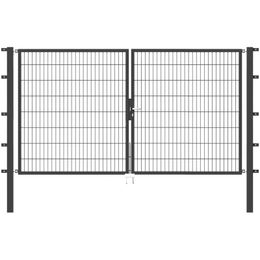 Alberts Zaundoppelt&uuml;r &raquo;Flexo&laquo; 300 cm Breite (150cm + 150cm), in versch. H&ouml;hen grau Stahl