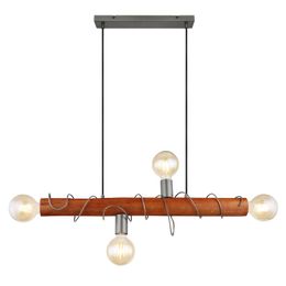 Globo LIGHTING H&auml;ngeleuchte &raquo;ALICE&laquo; E27 1 Stk. H&auml;ngelampe/Holz/Kabel um Holz gewickelt/grau