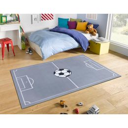 Hanse Home Teppich &raquo;Estadio&laquo; rechteckig 8 mm H&ouml;he Kinderteppich, Spielteppich, Spielunterlage, Fu&szlig;ball, Kinderzimmer grau Polypropylen (PP)