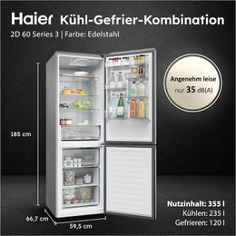 Haier K&uuml;hl-/Gefrierkombination &raquo;HDPR1618CNPK&laquo; 185 cm hoch 59,5 cm breit FreshZone (0 &deg;C): Ideal f&uuml;r leicht verderbliche Lebensmittel Total No Frost: Nie 