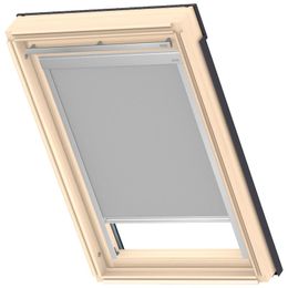 Velux Verdunklungsrollo &raquo;DBL M06 4204&laquo; verdunkelnd Verdunkelung ohne Bohren in F&uuml;hrungsschienen alufarbene F&uuml;hrungsschienen & Griffleiste grau 
