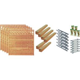 TETZNER & JENTZSCH Dichtzaun &raquo;Memphis 3&laquo; 5 Elemente, LxH: 954x180 cm gr&uuml;n Massivholz, Stahl