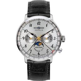 Zeppelin Herren Zeppelin Multifunktionsuhr &raquo;LZ 129 Hindenburg Moonphase&laquo; Armbanduhr, Quarzuhr, Herrenuhr, Datum, Mondphase, Made in Germany schwarz