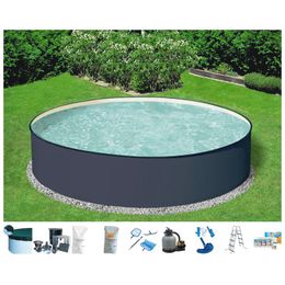 Konifera Rundpool &raquo;GOMERA II&laquo; inkl. umfangreichem Zubeh&ouml;r in versch. Gr&ouml;&szlig;en, sandfarbene Innenfolie grau