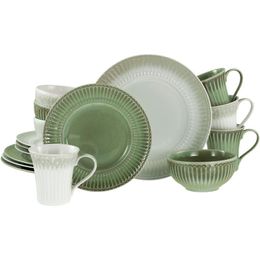 Creatable Kombiservice &raquo;Celadon, Service 16-tlg.&laquo; Elegantes Stabrelief, Farbverlauf Steinzeug