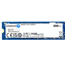 Kingston interne SSD &raquo;500G NV3 M.2 2280 NVMe SSD&laquo; 500 GB Anschluss M.2 (2880) blau Ideal f&uuml;r Hochgeschwindigkeitsspeicher mit niedrigem Stromverbrauch