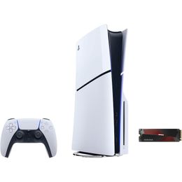 Playstation 5 Konsolen-Set &raquo;Disk Edition (Slim) + Samsung 990 PRO Heatsink interne SSD 2TB&laquo; 1.000 GB 2 TB Playstation 5 schwarz-wei&szlig;