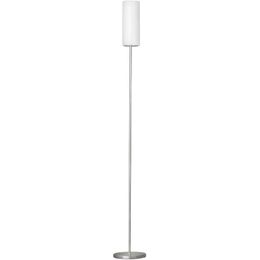 Eglo Stehlampe &raquo;Troy 3 Stehlampe, Stahl, Glas satiniert wei&szlig;, E27, inkl. Trittschalter&laquo; E27 1 Stk. Stehleuchte - H153 x &Oslash;10,5 cm - nickel-matt - 1X40W
