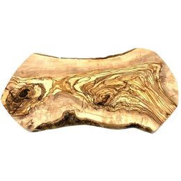 Olivenholz-erleben Schneidebrett &raquo;Naturschnitt aus hochwertigem naturbelassenem Olivenholz&laquo; Einzigartige Maserung, rustikale Kante, organische Form, L