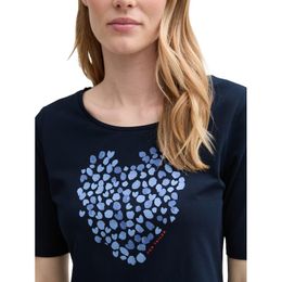 Tom Tailor Damen Tom Tailor T-Shirt mit Frontprint blau S (36)