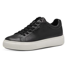 Tamaris Damen Plateausneaker Freizeitschuh, Halbschuh, Schn&uuml;rschuh mit Wechselfu&szlig;bett schwarz 38
