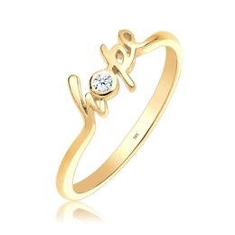 Elli Ringe - Ring Hope-Schriftzug Diamant 0.03 ct. 585 Gelbgold - Gr. 54 MM - in Wei&szlig; - f&uuml;r Damen