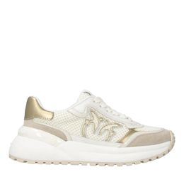 Pinko Low-Top Sneaker - Gem 11 - Sneaker Mirror Leather/Mesh/Cow Suede Mil - Gr. 37 (EU) - in Beige - f&uuml;r Damen