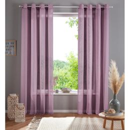 Home Affaire Gardine &raquo;Mara&laquo; &Ouml;sen 1 Stk. tlg. transparent, Leinen Optik, monochrom, basic rosa Polyester